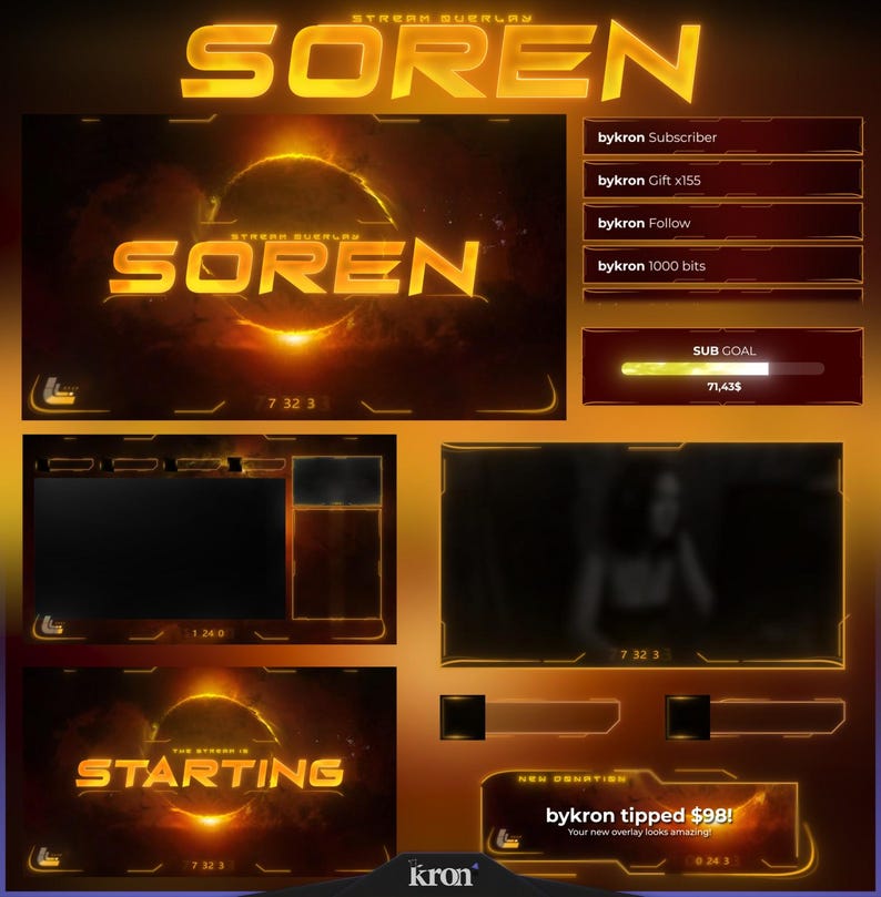Soren Stream Overlay Pack, Animated Scenes, Alerts, Widgets, Twitch ...