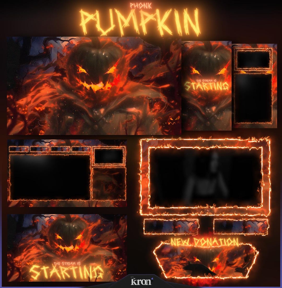 Phonk Pumpkin Stream Overlay Pack – Animated Scenes, Alerts Twitch ...