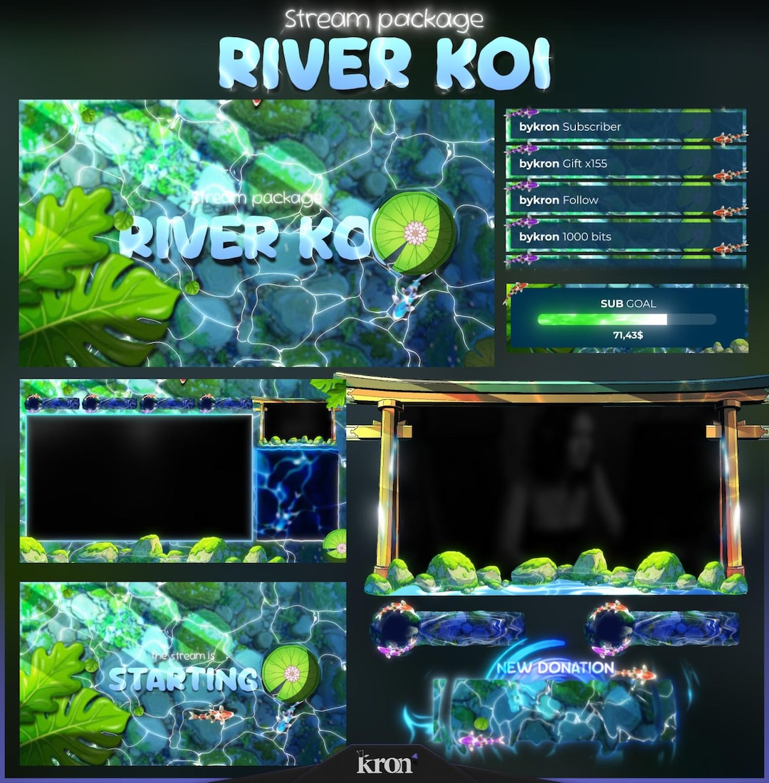 River Koi Stream Overlay Pack, 6 Scenes, 12 Alerts, Widgets, Twitch ...