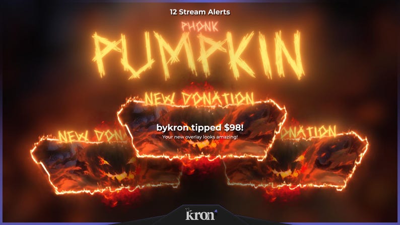 Phonk Pumpkin Stream Overlay, Animated Alerts & Widgets (digital ...