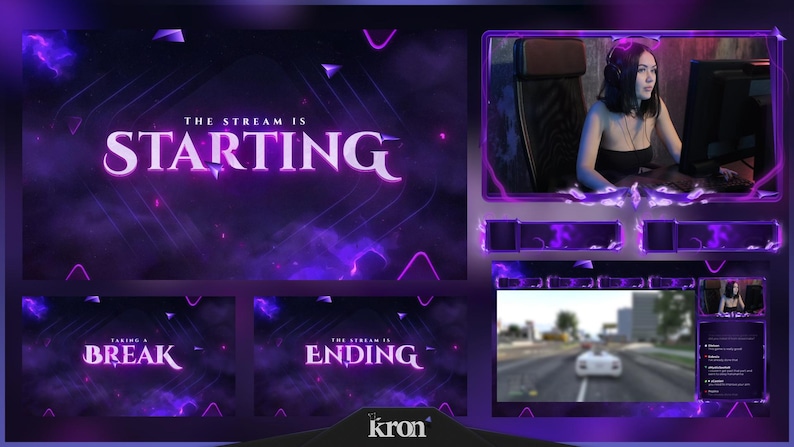 Arise Purple Neon Stream Overlay Package, Animated Scenes Alerts ...