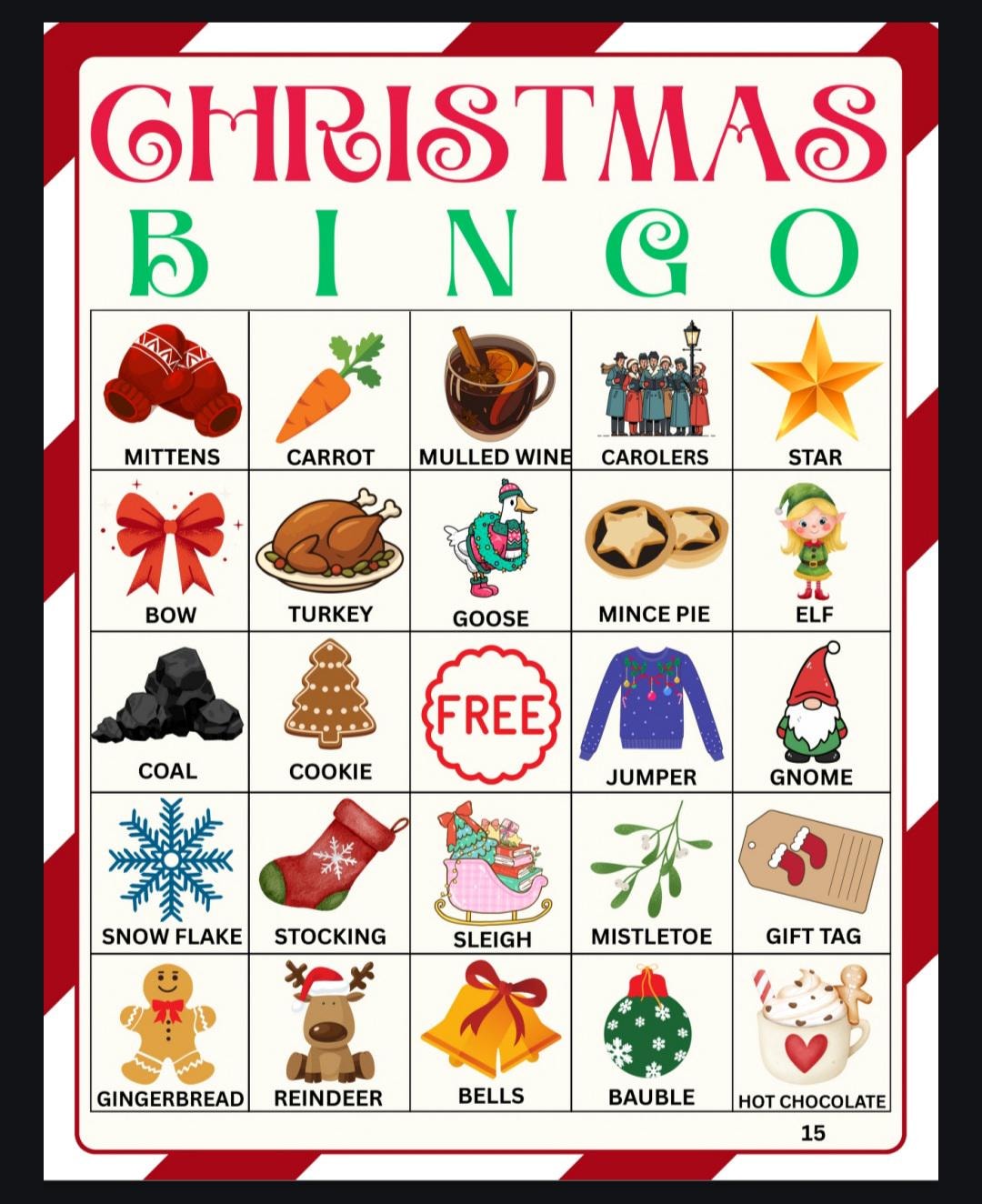 Christmas Picture Bingo Game With Icons (digital Download) - Etsy