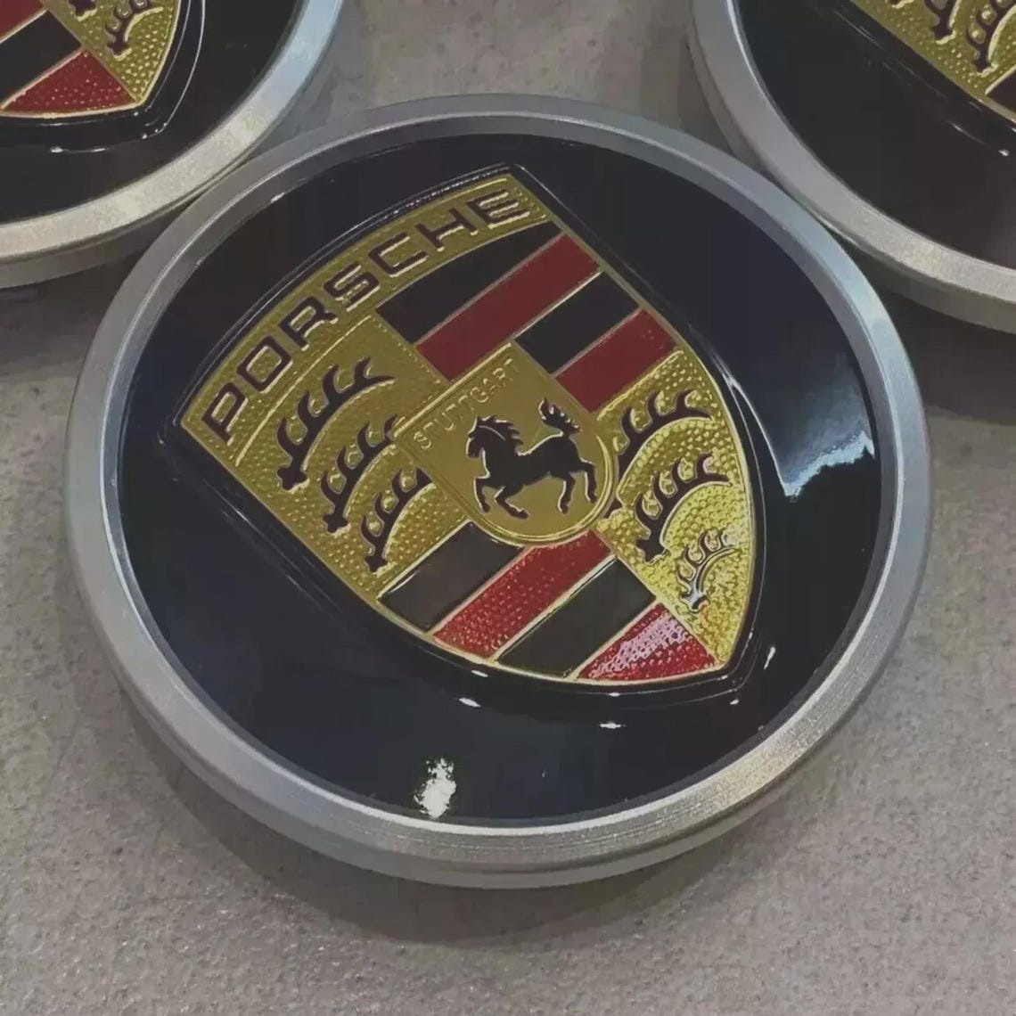 Porsche Wheel Center Caps: 76mm Chrome, Black & Silver - Set of 4 Hub ...