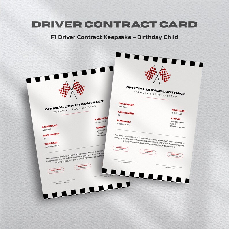Racing Birthday Invitation Set Editable Race Car Party VIP Pass Driver ...