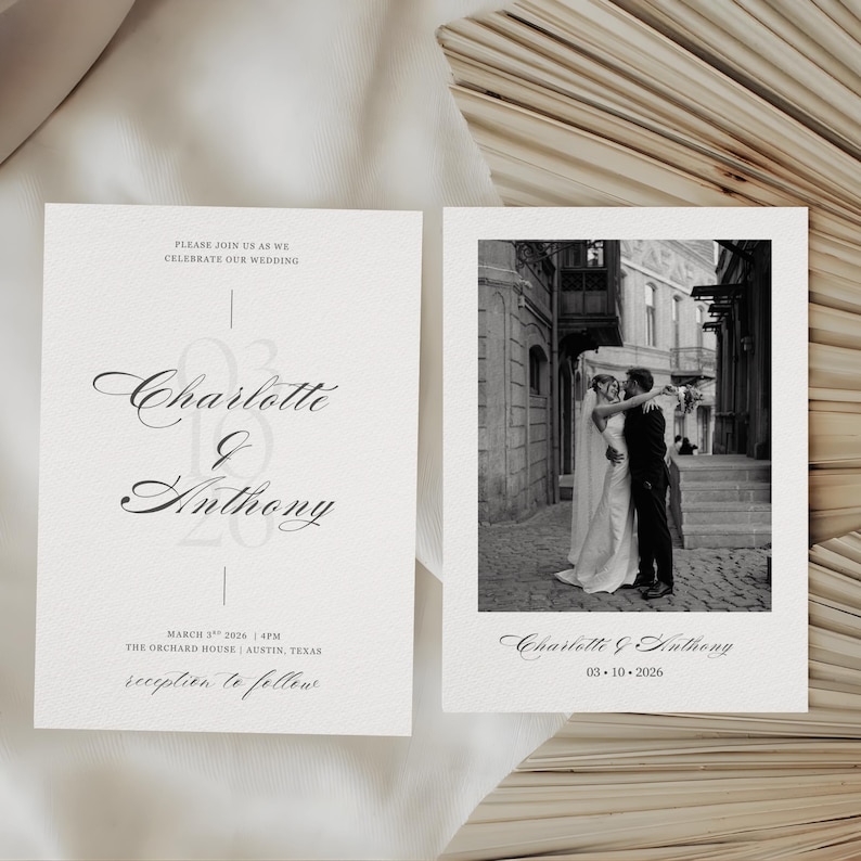 Wedding Invitation Suite Template Editable Photo Invite Set Minimal ...