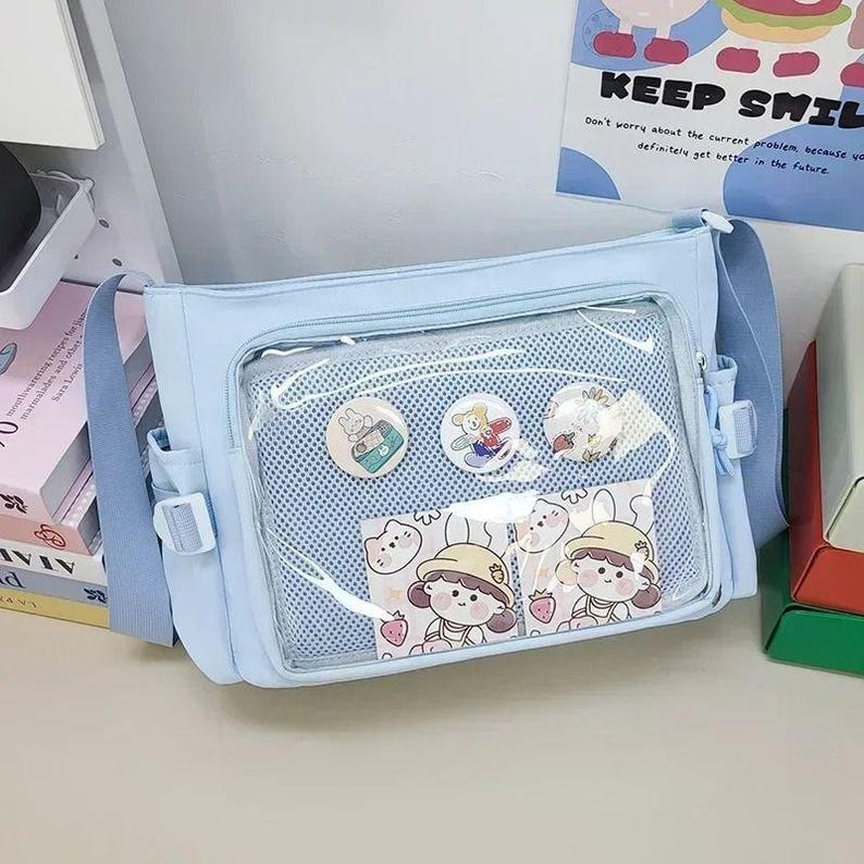 Kawaii Ita Bag: Pin Display Transparent Pocket Crossbody Shoulder Bag ...