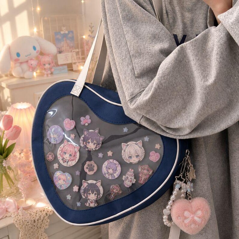 Kawaii Ita Bag: Pin Display Transparent Pocket Crossbody Shoulder Bag ...