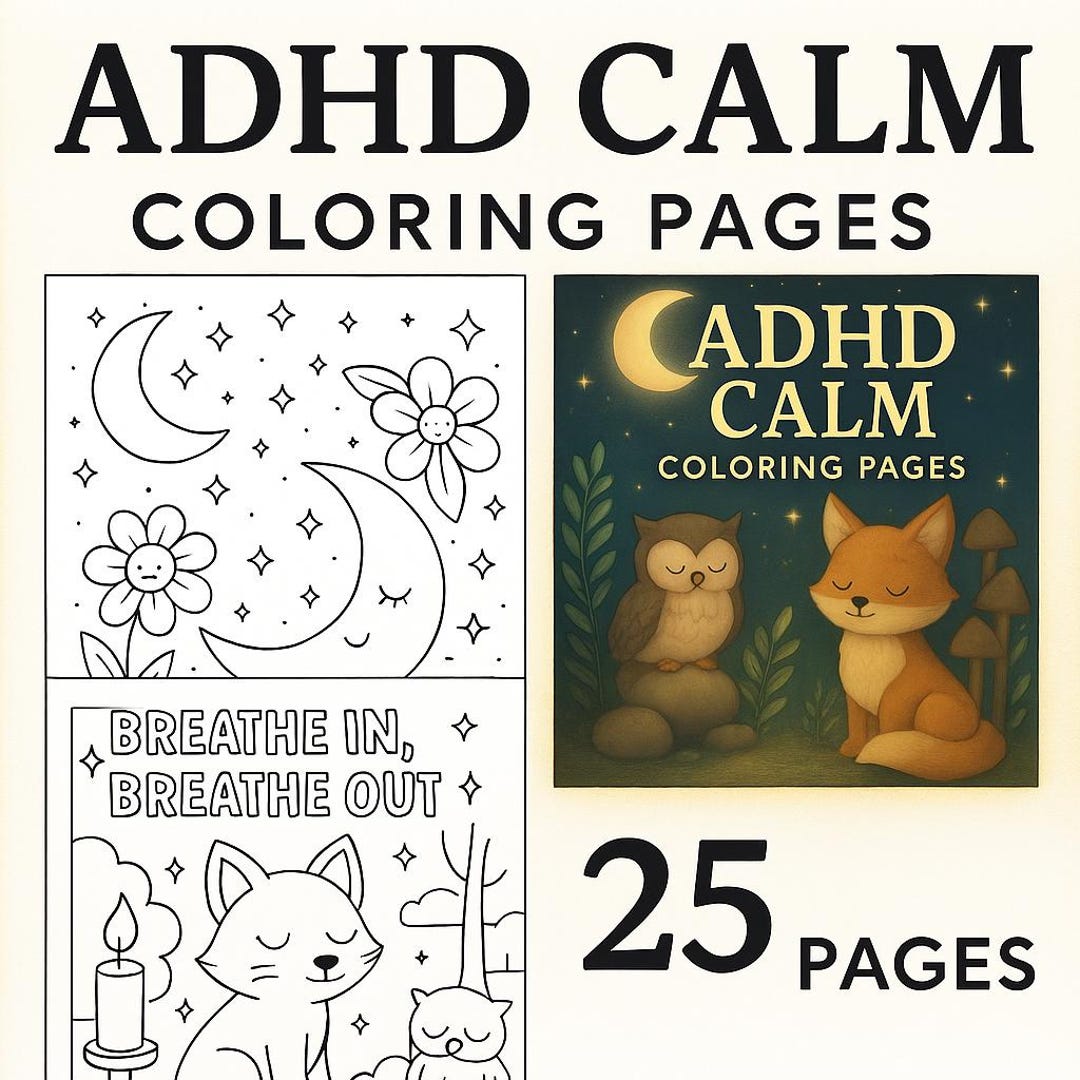 ADHD Calm Coloring Pages • 25 Mindful Designs for Kids & Adults ...