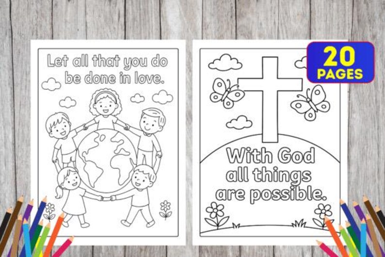 Bible Verse Coloring Book for Kids (20 Pages) - Etsy