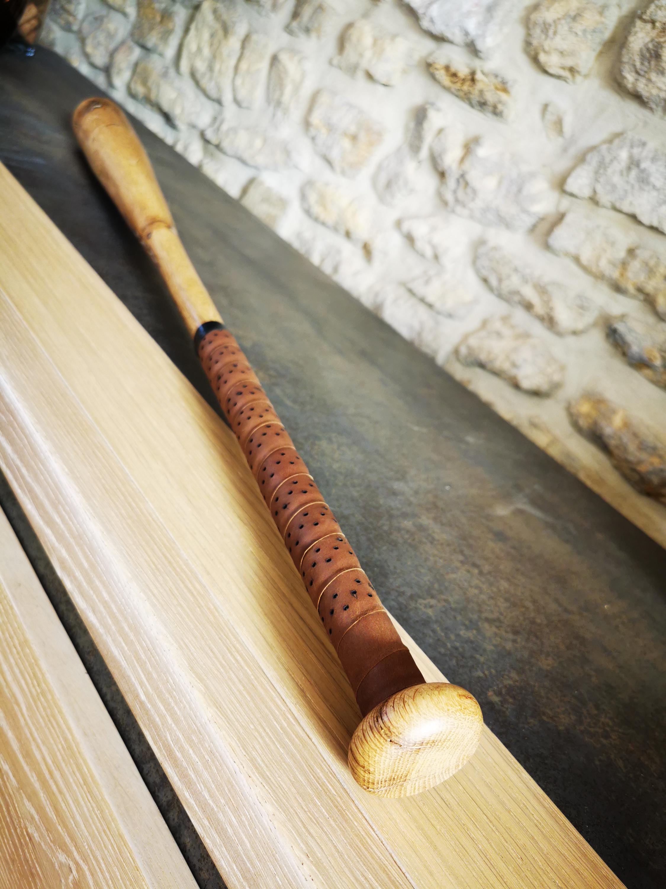 Oak Wood OLD BASEBALL BAT With Vintage Leather Grip Perfect Gift for ...