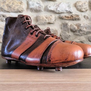 VINTAGE RUGBY BOOTS With Wooden Spikes - Personalized Leather Football ...