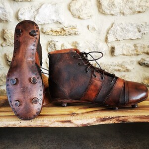 VINTAGE RUGBY BOOTS With Wooden Spikes - Personalized Leather Football ...