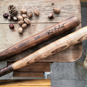 VINTAGE BASEBALL BAT With Leather Grip – Custom Engraved Wooden Bat for ...