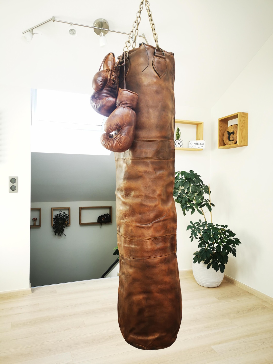 Big Leather Punching Sack XL for Boxing 190cm With Chain Ideal for ...