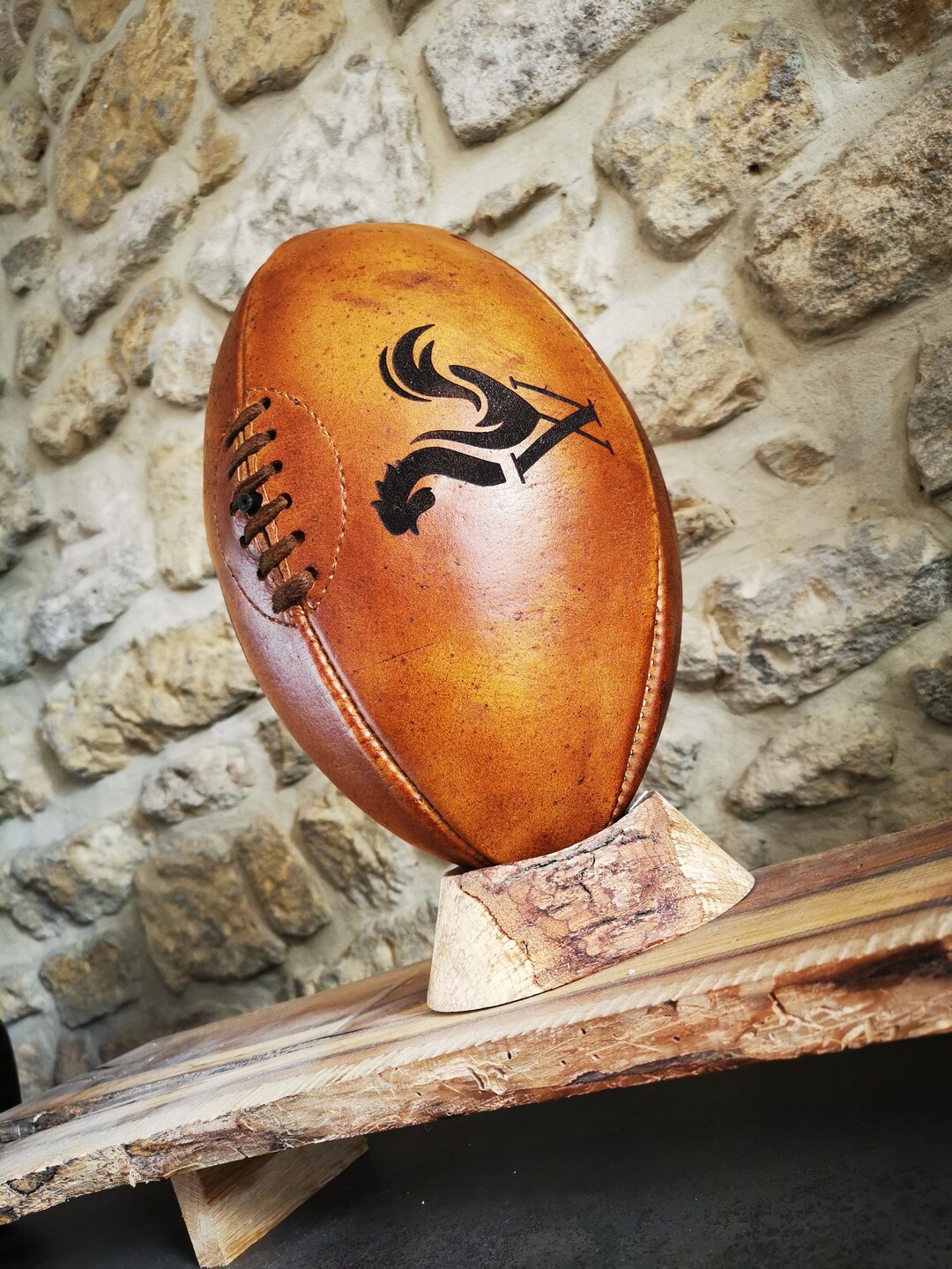 Vintage France Rugby Ball – Handmade Caramel Leather, XV of France ...