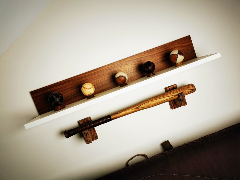 Baseball Bat Wall Mount in Acacia Wood – Personalized Bat Holder ...