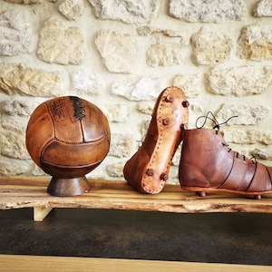 VINTAGE RUGBY BOOTS With Wooden Spikes - Personalized Leather Football ...