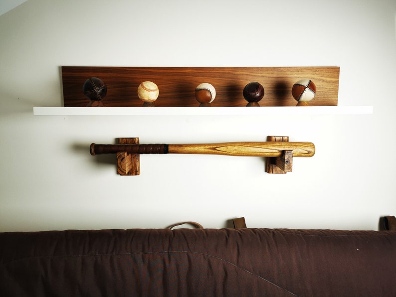 Baseball Bat Wall Mount in Acacia Wood – Personalized Bat Holder ...