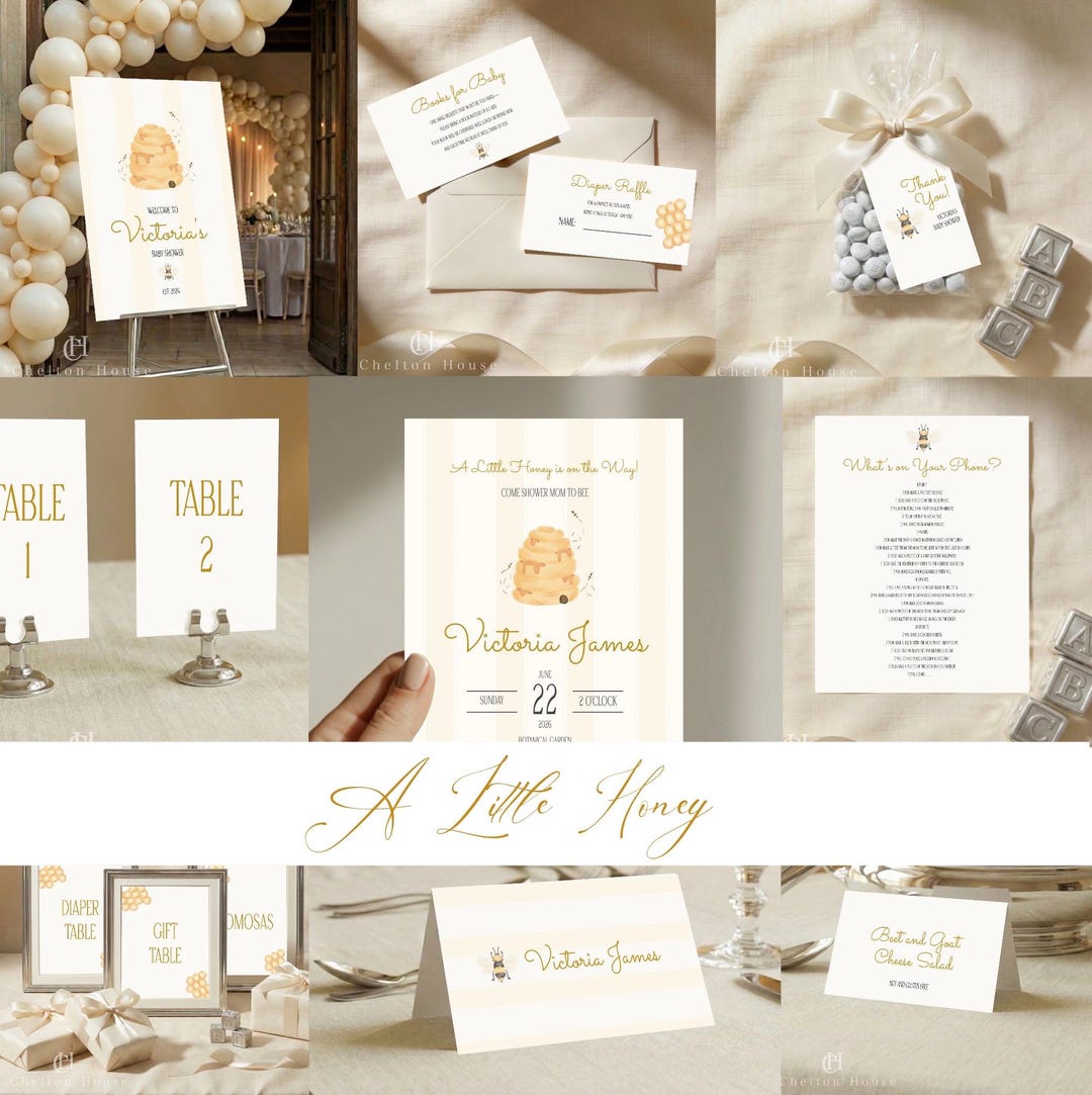 Bumblebee Baby Shower Bundle, Gender Neutral Invite, Bee, Behive, A ...