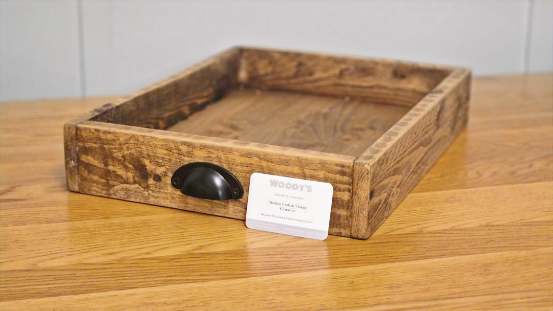 Reclaimed Wood Tray – Large Rustic Serving & Storage Tray, Farmhouse ...
