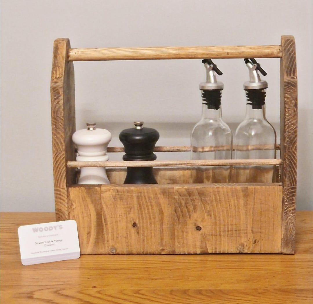Rustic Wooden Kitchen Caddy – Handmade Utensil Organizer - Etsy