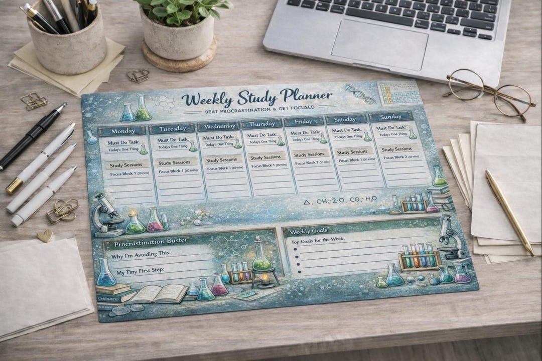 Science Weekly Study Planner – Student Productivity, Procrastination ...