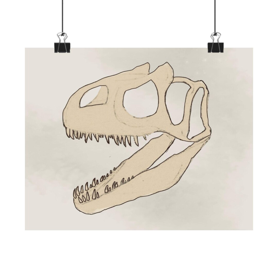 Allosaurus Dinosaur Nursery Print | Matte Horizontal Dinosaur Fossil ...