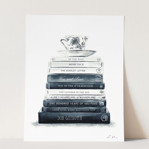 Personalized Art Print Custom Book Stack No. 7 Favorite - Etsy