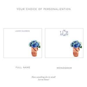 Personalized Stationery - Blue Hydrangeas in Nantucket Basket - Preppy ...