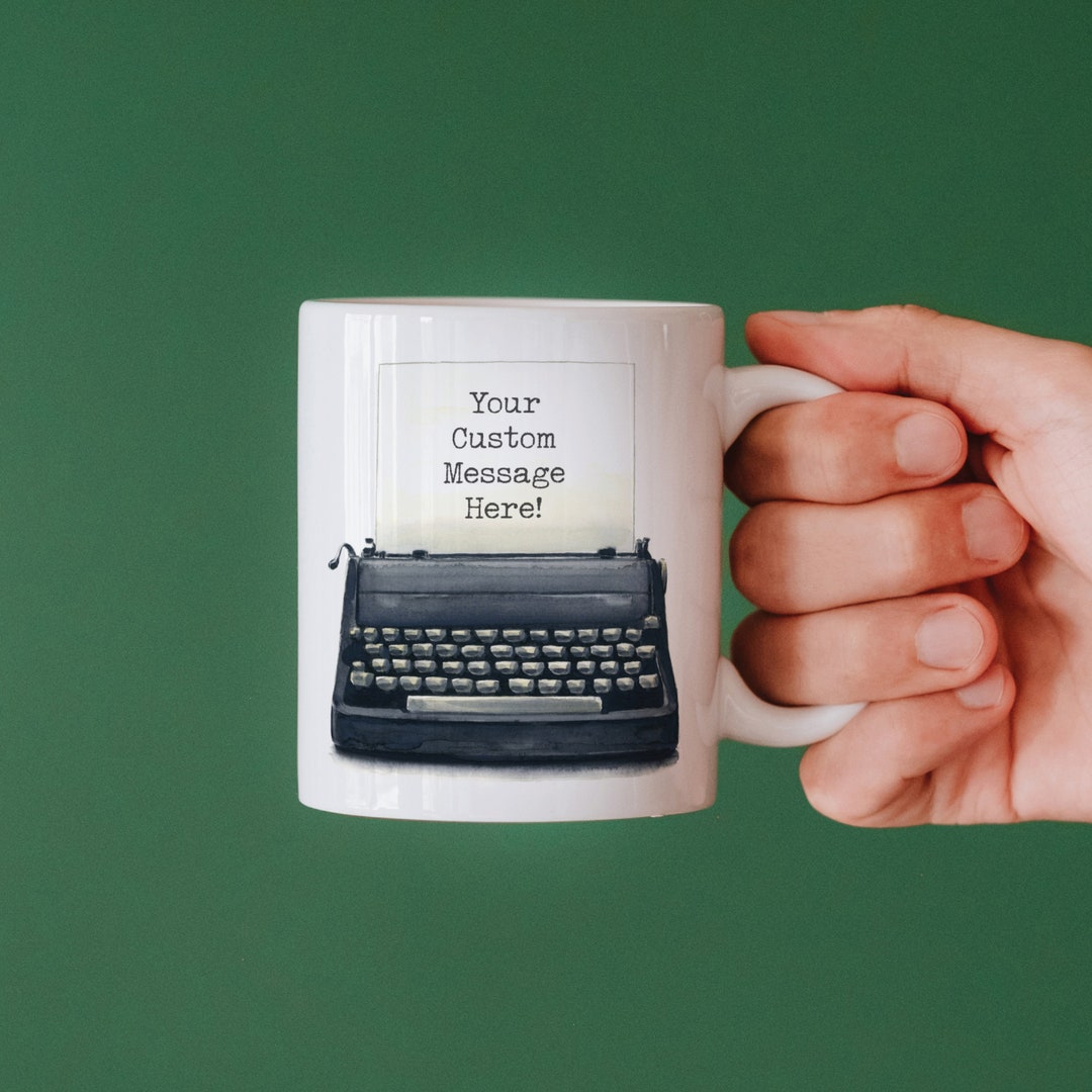 Vintage Black Typewriter Custom Coffee Mug, Personalized Message ...