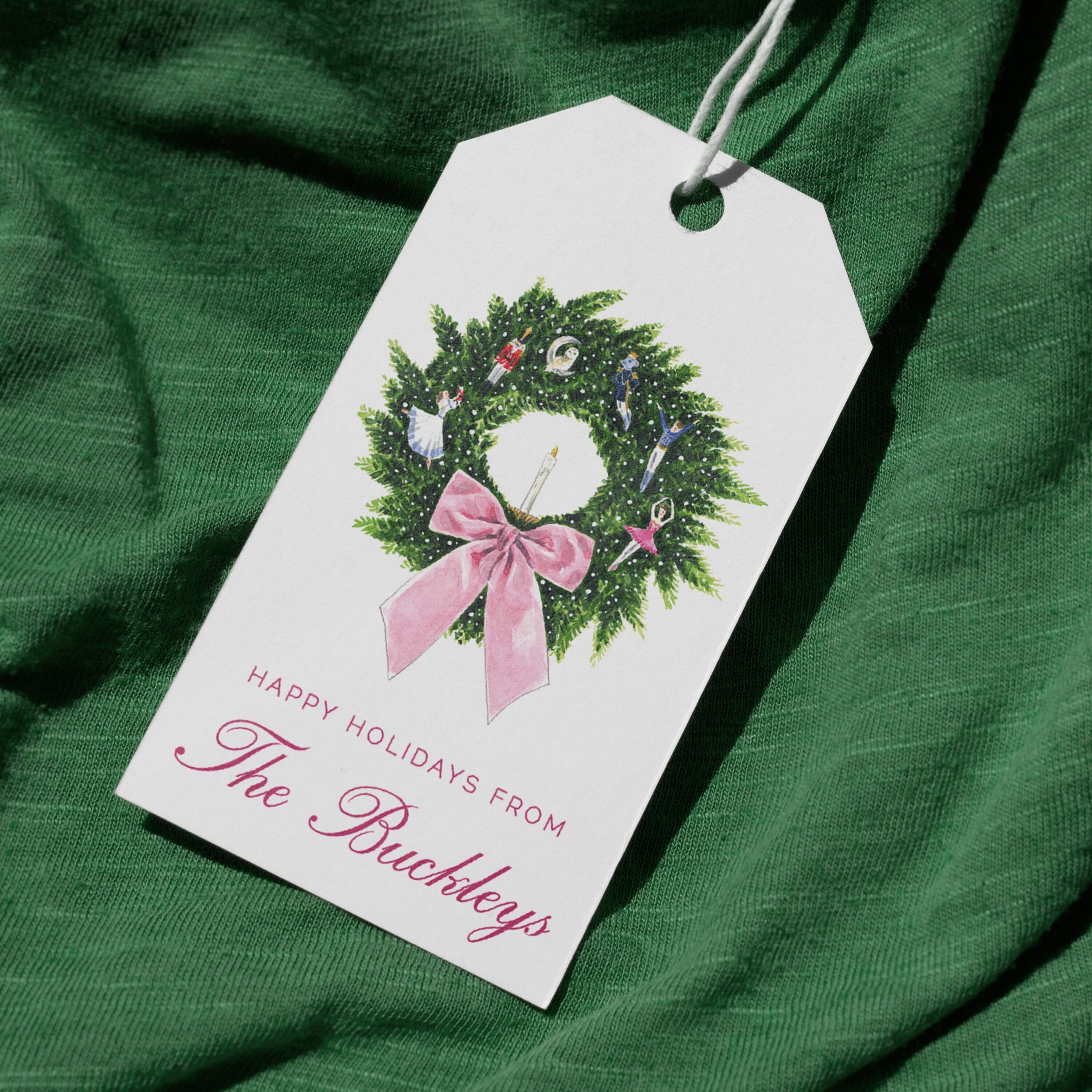 Nutcracker Wreath Custom Gift Tags, Classic Christmas Wreath Gift Tags ...