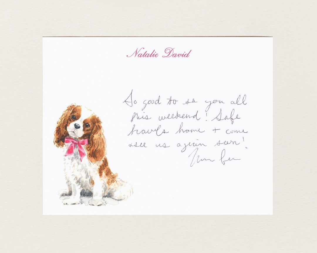 Cavalier King Charles Spaniel Notecards, Personalized Grandmillennial ...