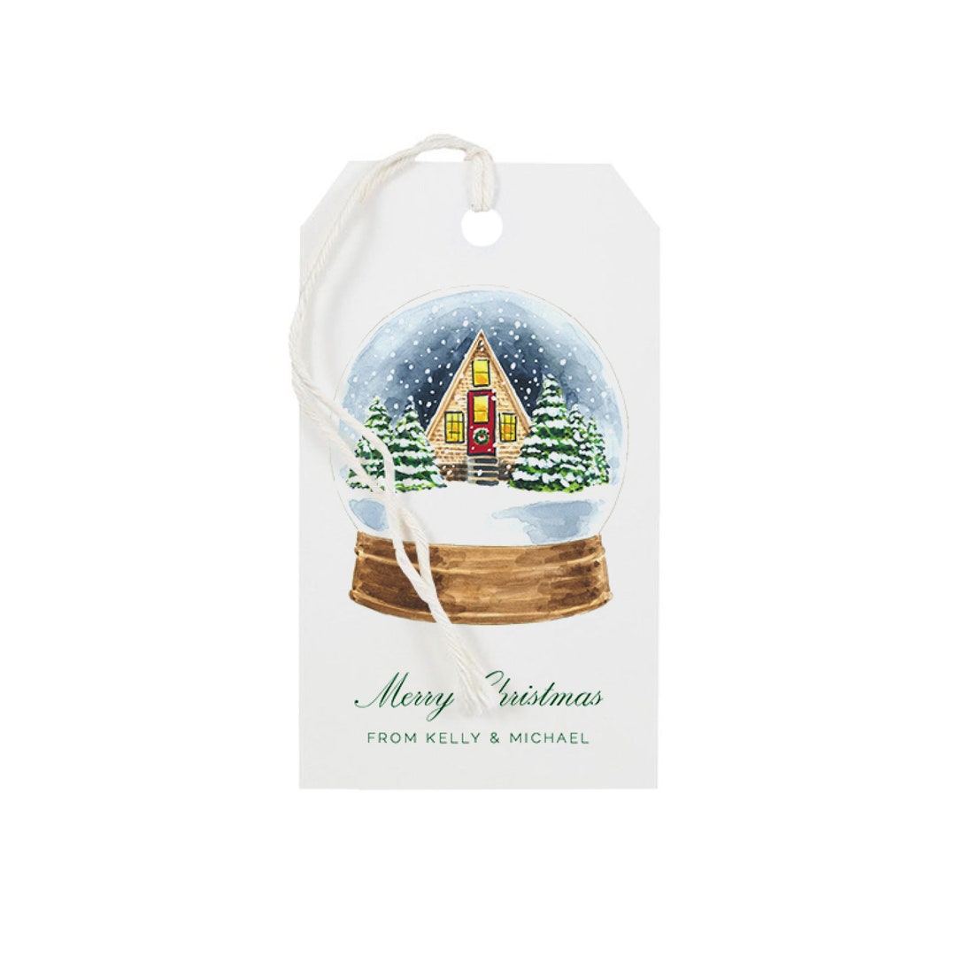 Snowglobe Gift Tags, Winter Cabin, Whimsical Christmas, Holiday Gift ...