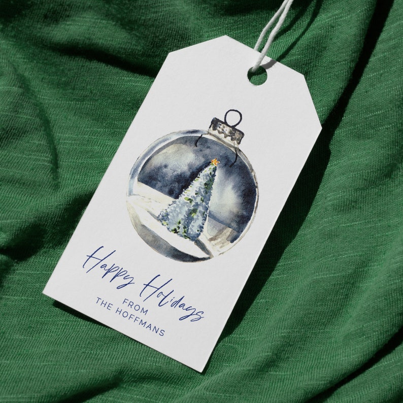 Custom Gift Tags Snowy Christmas Tree Ornament - Holiday Prep Gifting ...