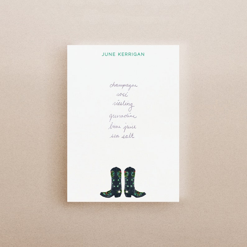 Black Cowboy Boots Notepad Personalized Note Pad Monogrammed - Etsy