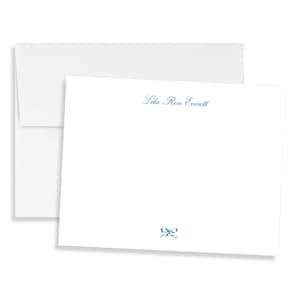 Blue Grandmillennial Note Cards, Personalized Floral Preppy Stationery ...