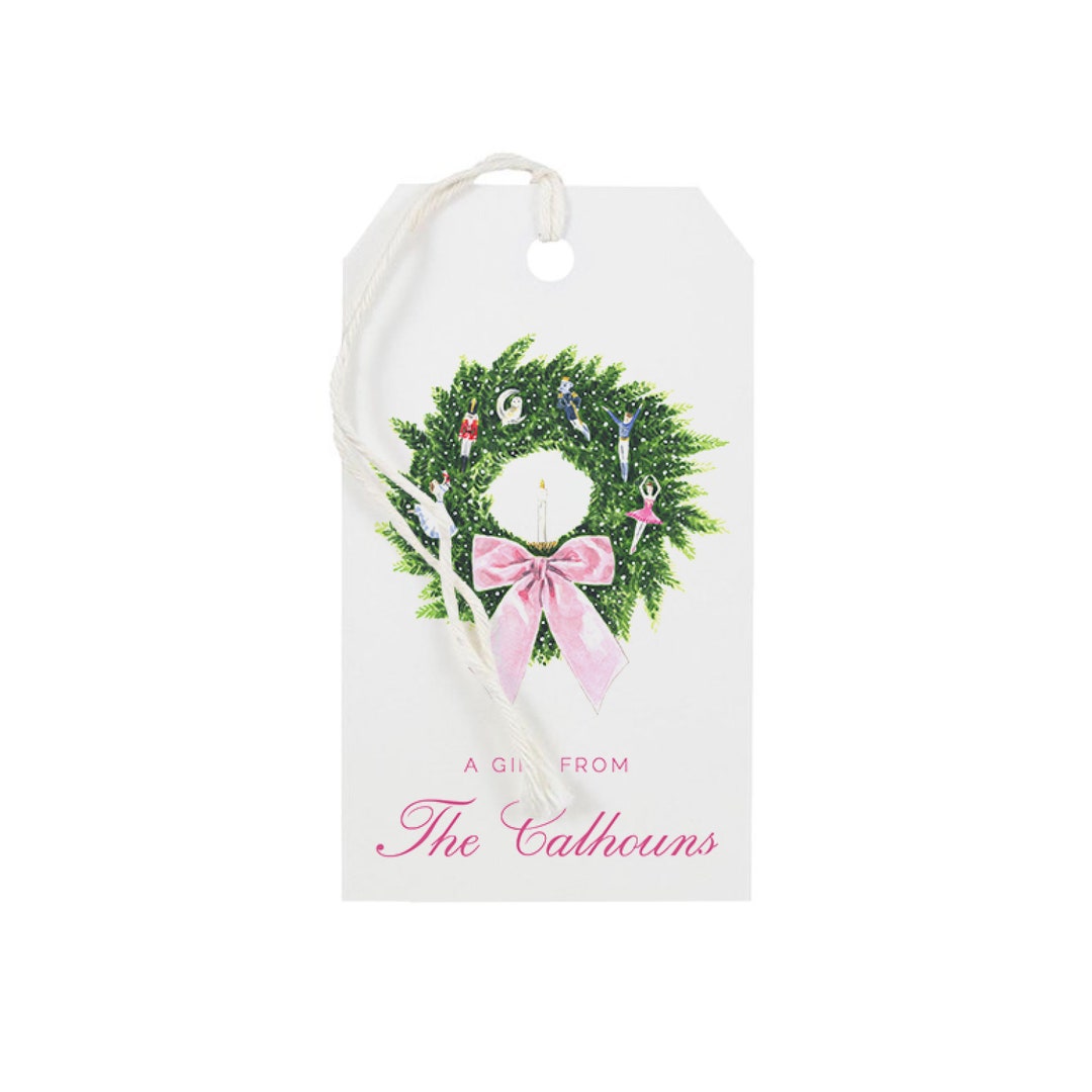 Nutcracker Wreath Custom Gift Tags, Classic Christmas Wreath Gift Tags ...