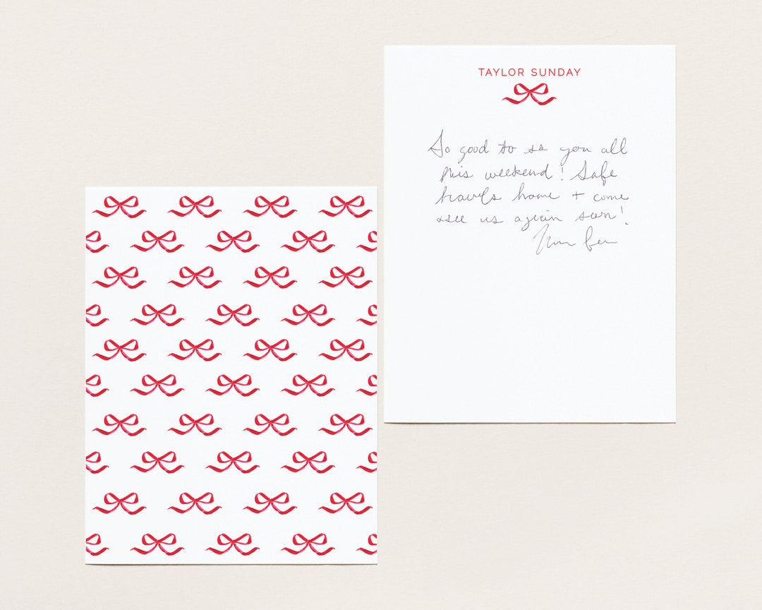 Personalized Stationery - Red Ribbon Bows Pattern - Customized ...