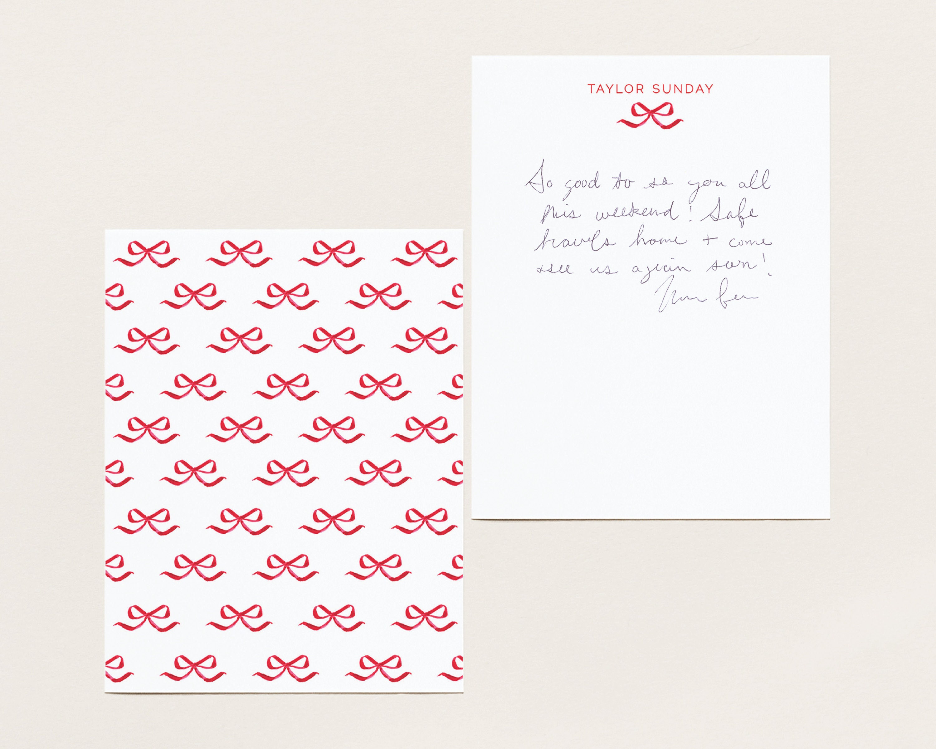 Personalized Stationery Red Ribbon Bows Pattern Customized | Etsy