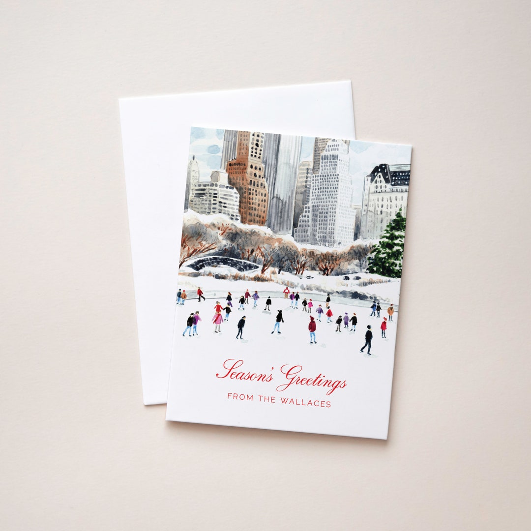 Central Park Ice Skating Holiday Stationery, New York City Winter ...