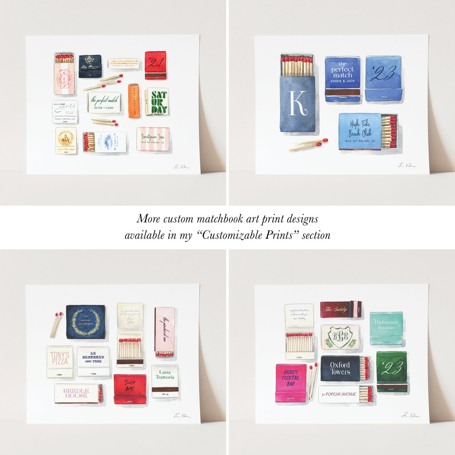 Couples Matchbook Art Print, Custom Matches Painting, Magical Art ...