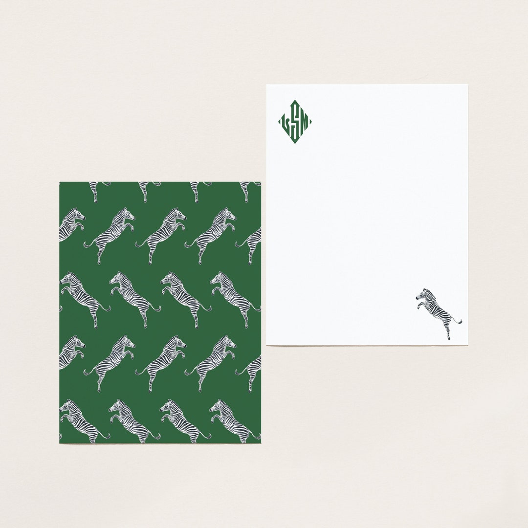 Zebra Pattern Stationery, Preppy Vintage Style, Animal Print Note Cards ...