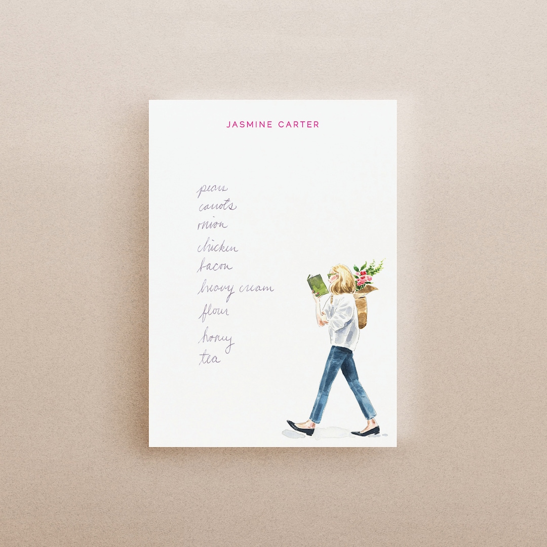 Personalized Bookish Girl Notepad, Reading Girl Note Pad, Custom Book ...