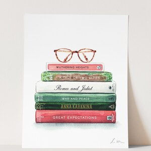 Personalized Art Print Custom Book Stack No. 7 - Favorite Books Art ...