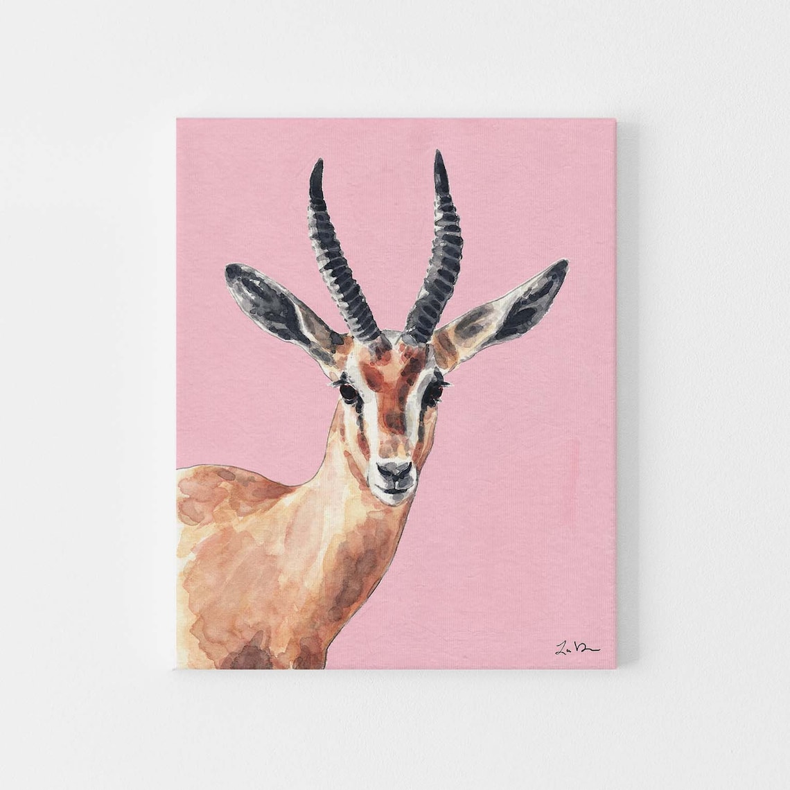 Art Print Gazelle on Pink - Animal Portrait Art, Safari Art, Safari ...