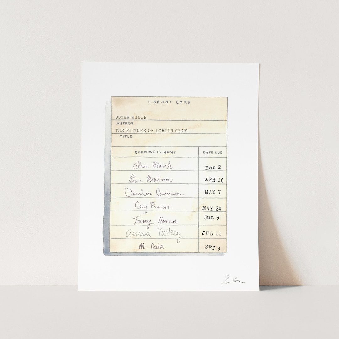 Custom Library Card Art Print, Favorite Book Art, Book Lover Gift ...
