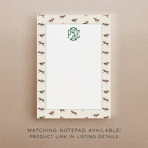Horse Racing Pattern Notecards, Preppy Equine Stationery, Custom Horse ...