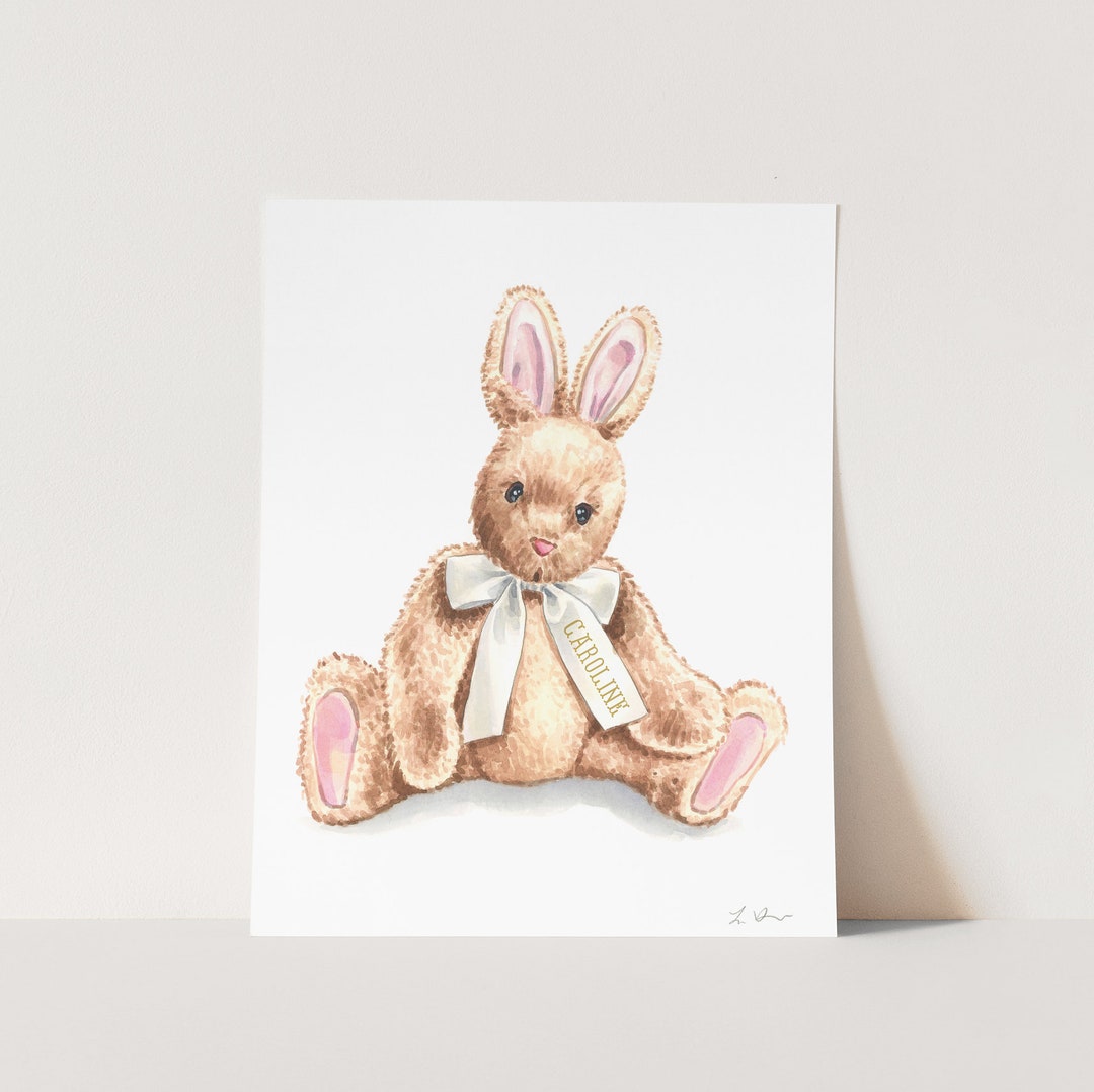 Custom Bunny Art Print No. 1, Personalized Rabbit Stuffed Animal ...
