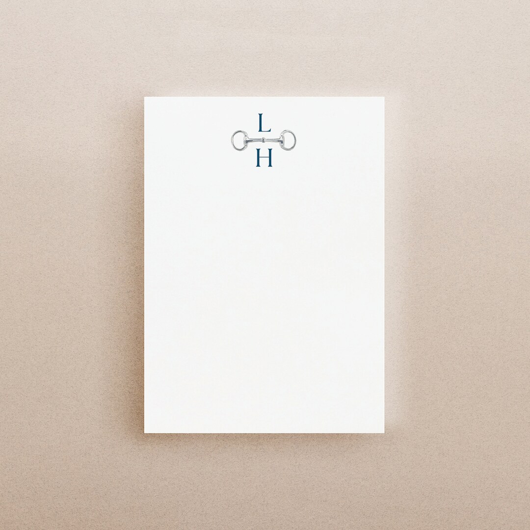 Preppy Horse Lover Notepad, Personalized Silver Horsebit Stationery ...