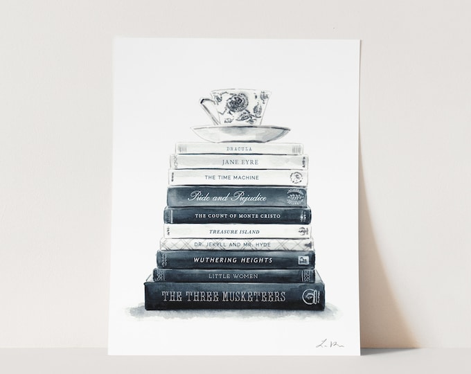 Personalized Art Print Reading Girl Figural Art Library - Etsy